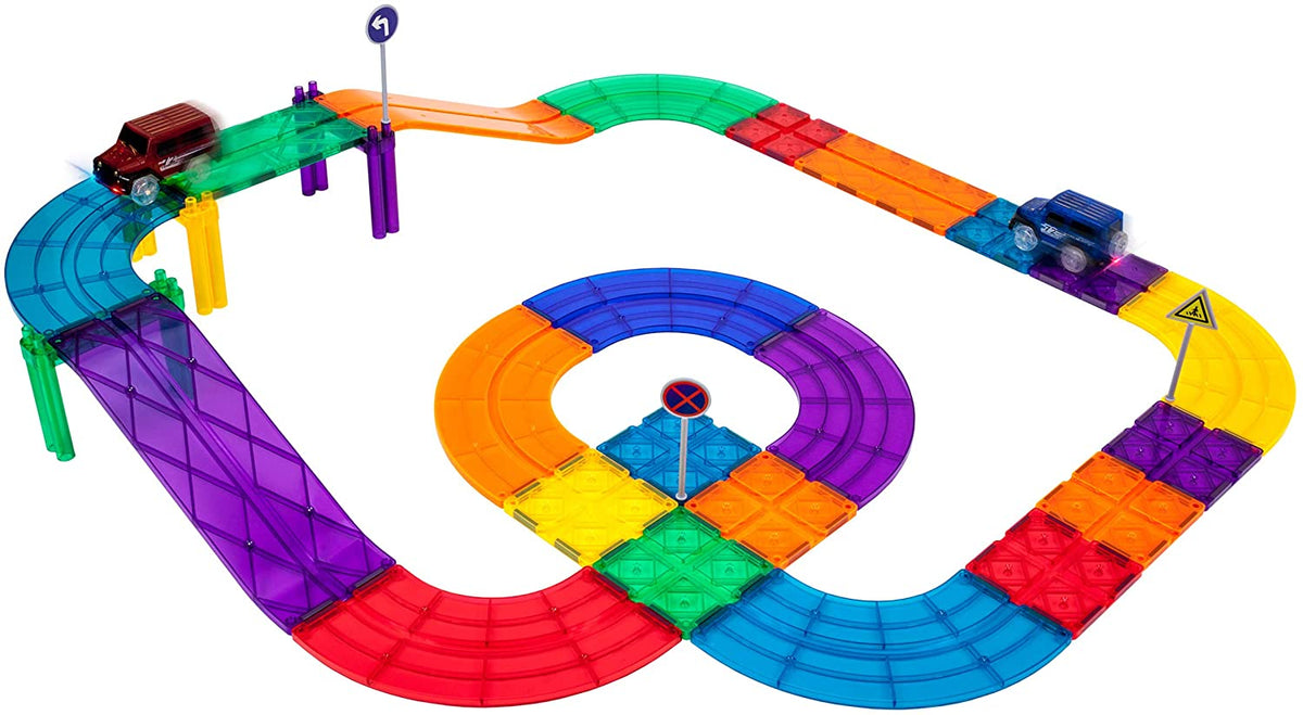 Picasso Tiles Race Track Magnetic Building Tile Set 30 Pieces – Park ...